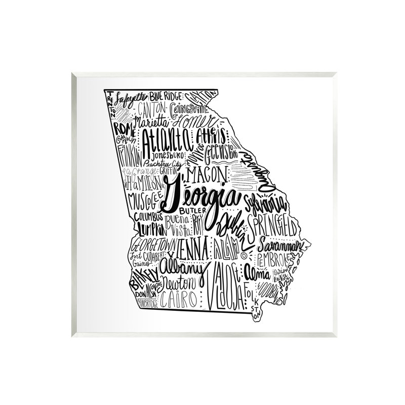 Stupell Industries Georgia State Map Shape City Typography Wall Plaque ...