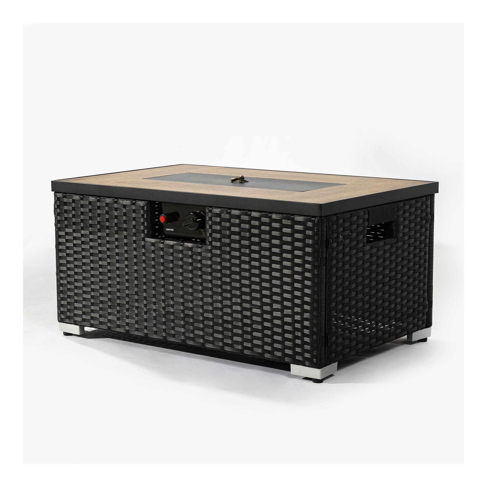 Bayou Breeze Rattan Fire Pit Table with Propane Tank Holder, Fire Table ...