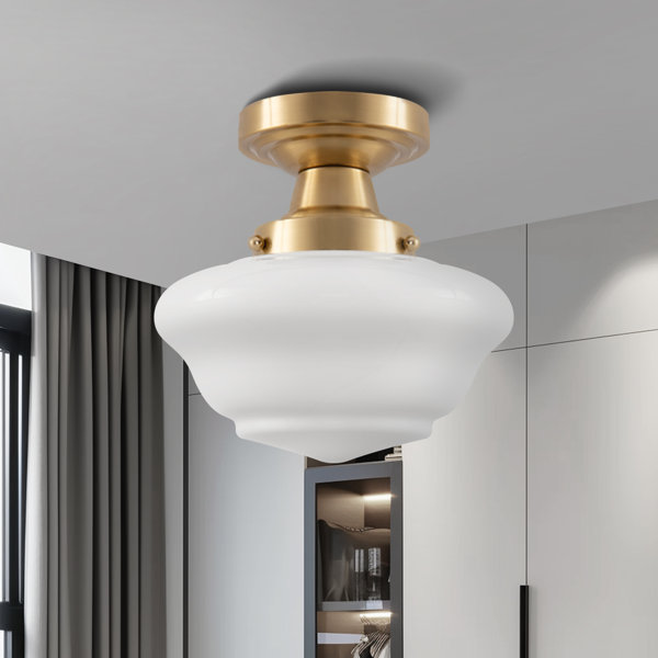 Wrought Studio Modern White Glass Semi-Flush Mount Ceiling Light With ...