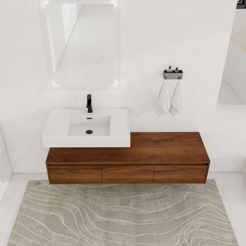 Mesa Home Depot 60'' Wall Mounted Single Bathroom Vanity With Resin ...