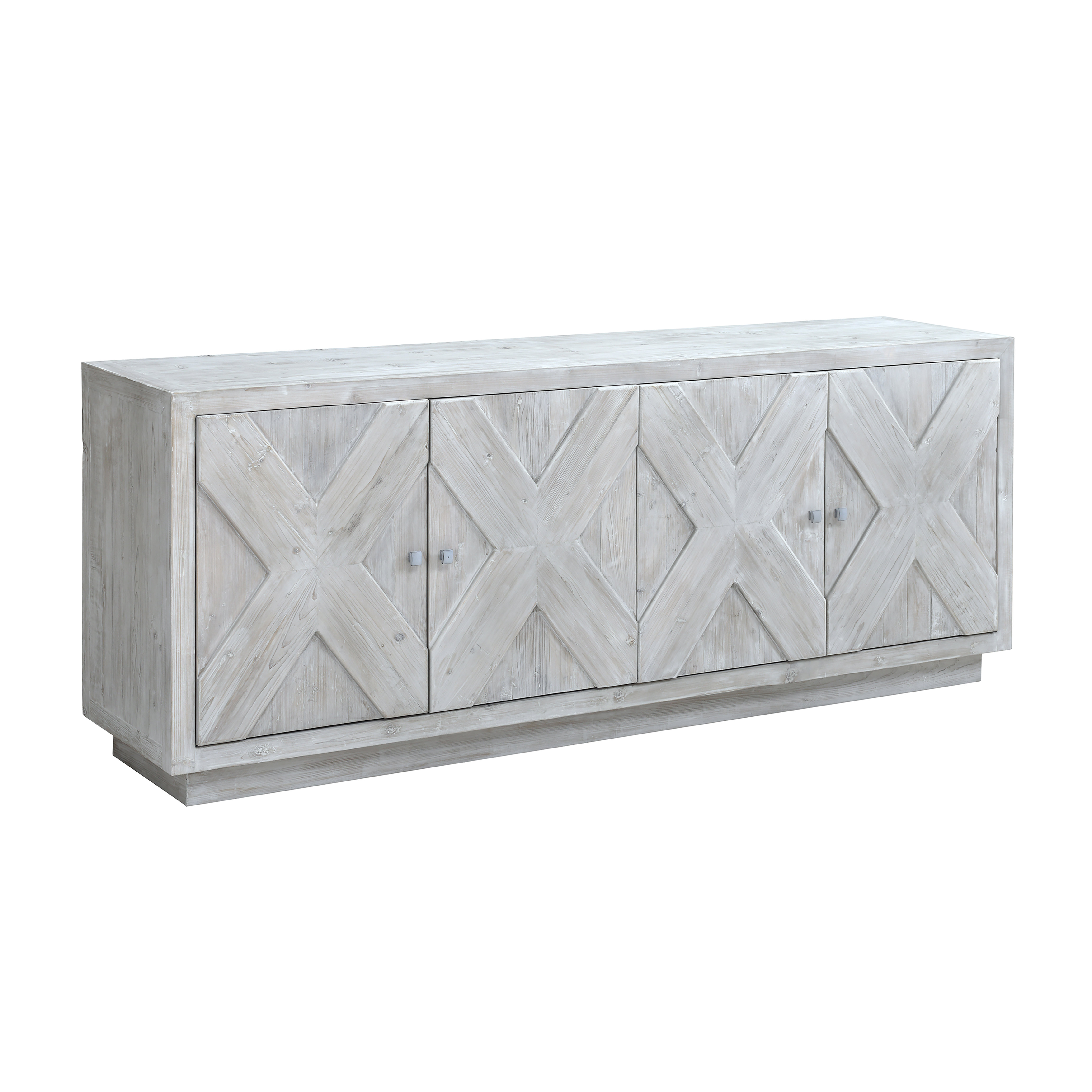 Gracie Oaks Janmarie 84" White-Wash Reclaimed Pine Carved Sideboard ...