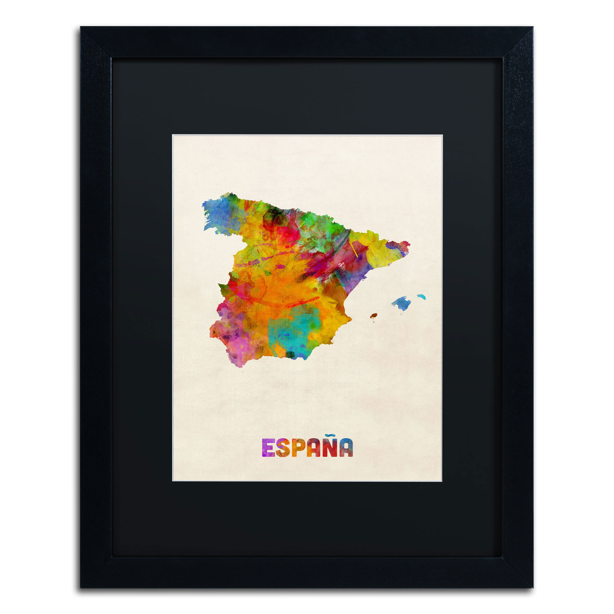 Trinx 'Spain Watercolor Map' by Michael Tompsett Framed Graphic Art ...
