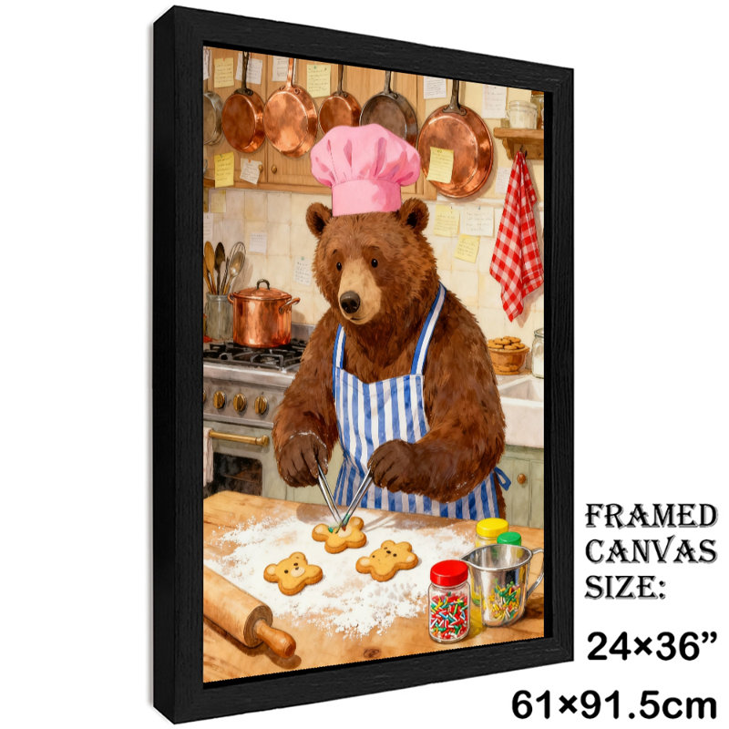 Ophelia & Co. Black Framed Vintage Chef Bear who is cooking Wall Art ...