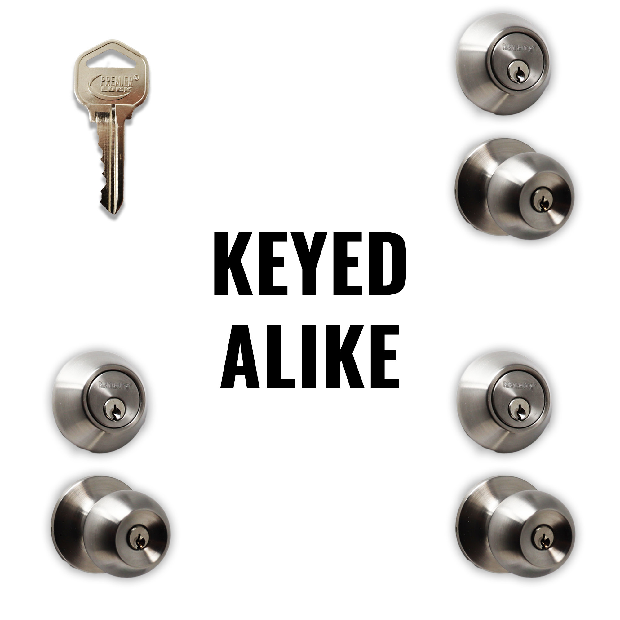 Premier Lock ED07C-4 Black Entry Lock Set Door Knob & Deadbolt Keyed ...