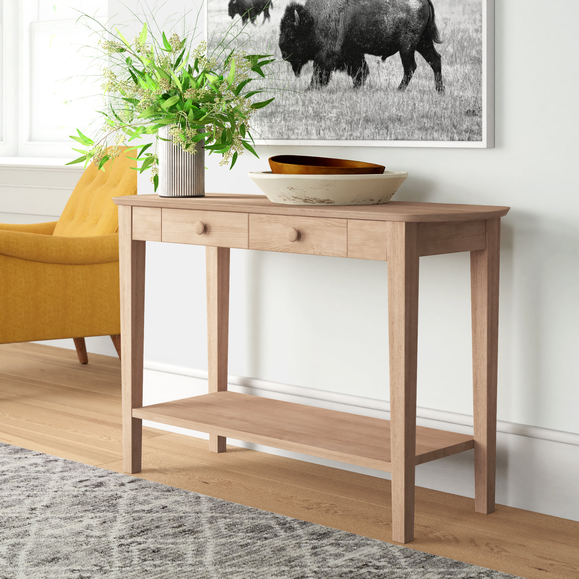 Langley Street Manatuto 46'' Unfinished Solid Wood Console Table ...