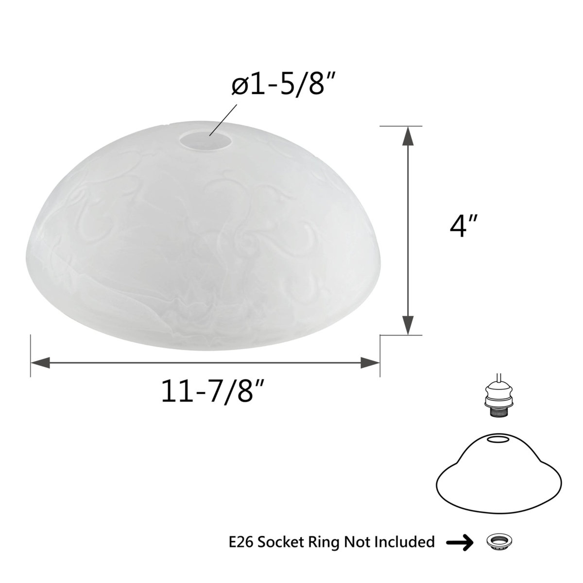 Wrought Studio™ Glass Bowl Lamp Shade ( Screw on ) in White | Wayfair