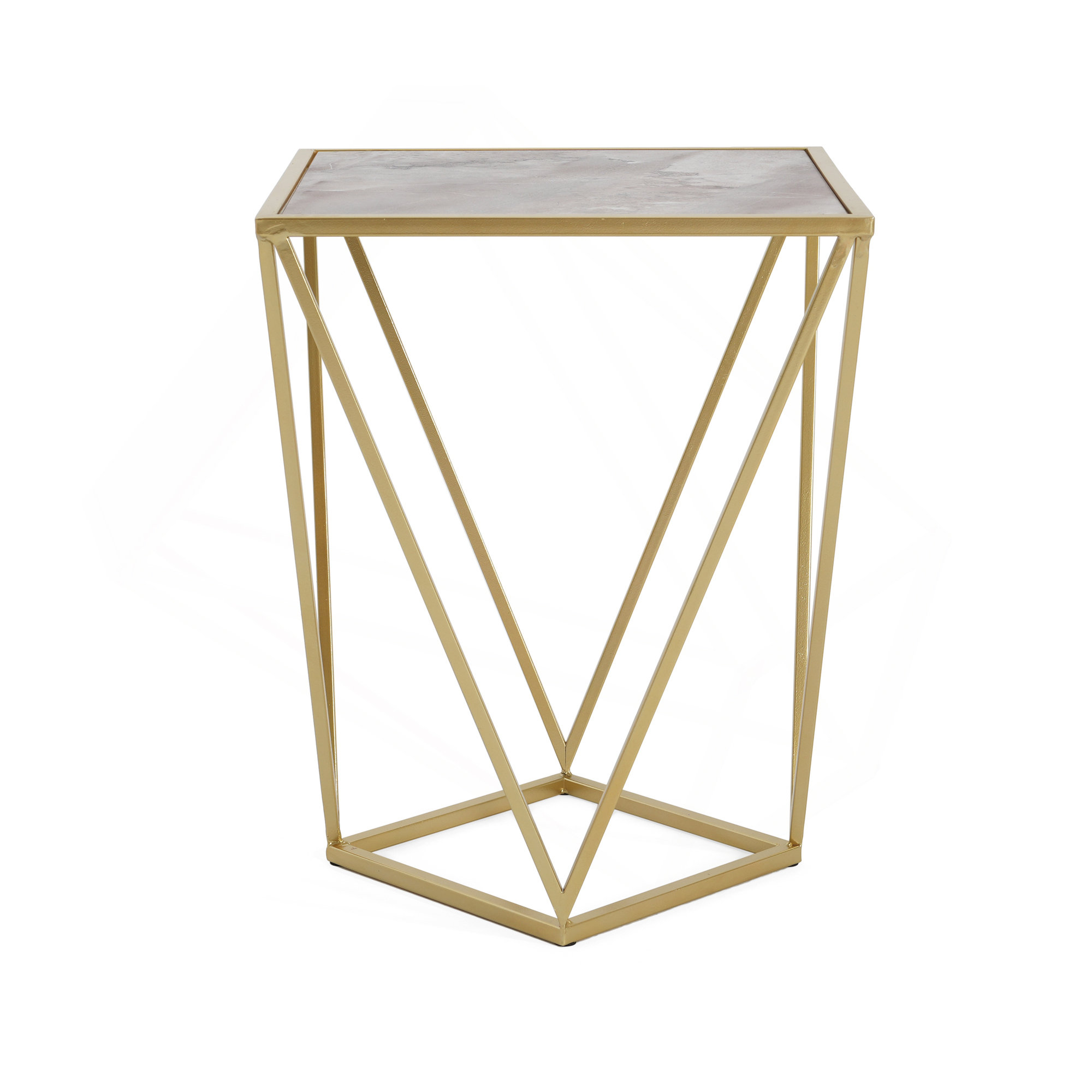 George Oliver CREATIVE SIMPLE GLASS SIDE TABLE,GOLD+WHITE COLOR | Wayfair