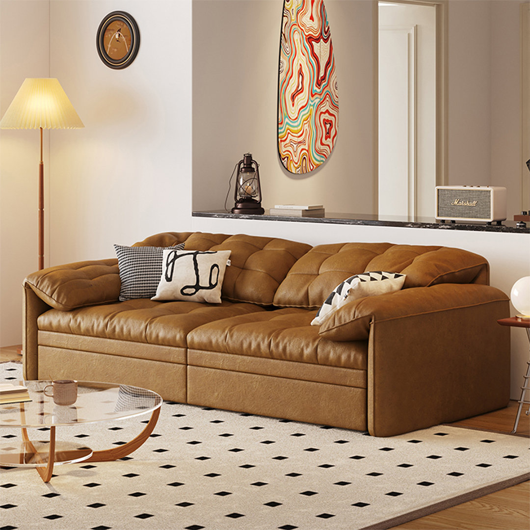 Corrigan Studio® Caramel color Genuine Leather Standard Sofa bed ...