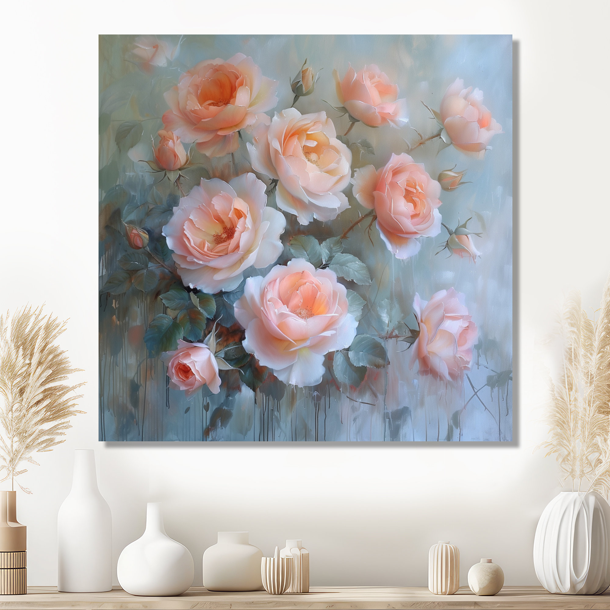 Astoria Grand Pink Green Feminine Flair Roses I - Roses Wall Decor ...