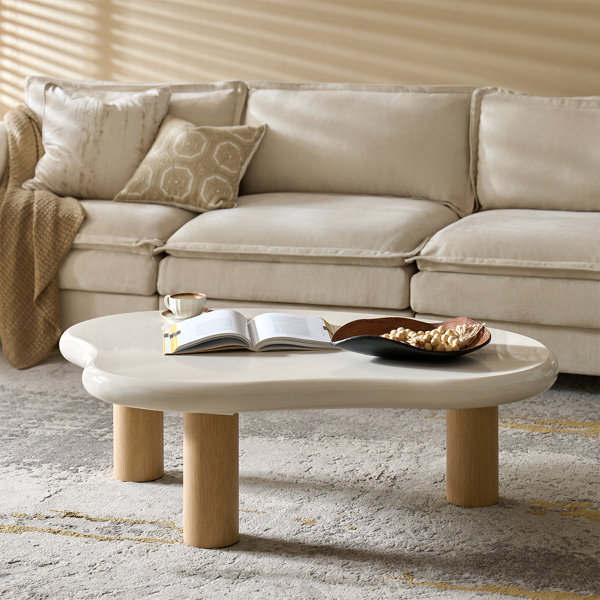 Ivy Bronx Lexis 50.5" Modern High-Gloss Asymmetric Cloud Coffee Table ...