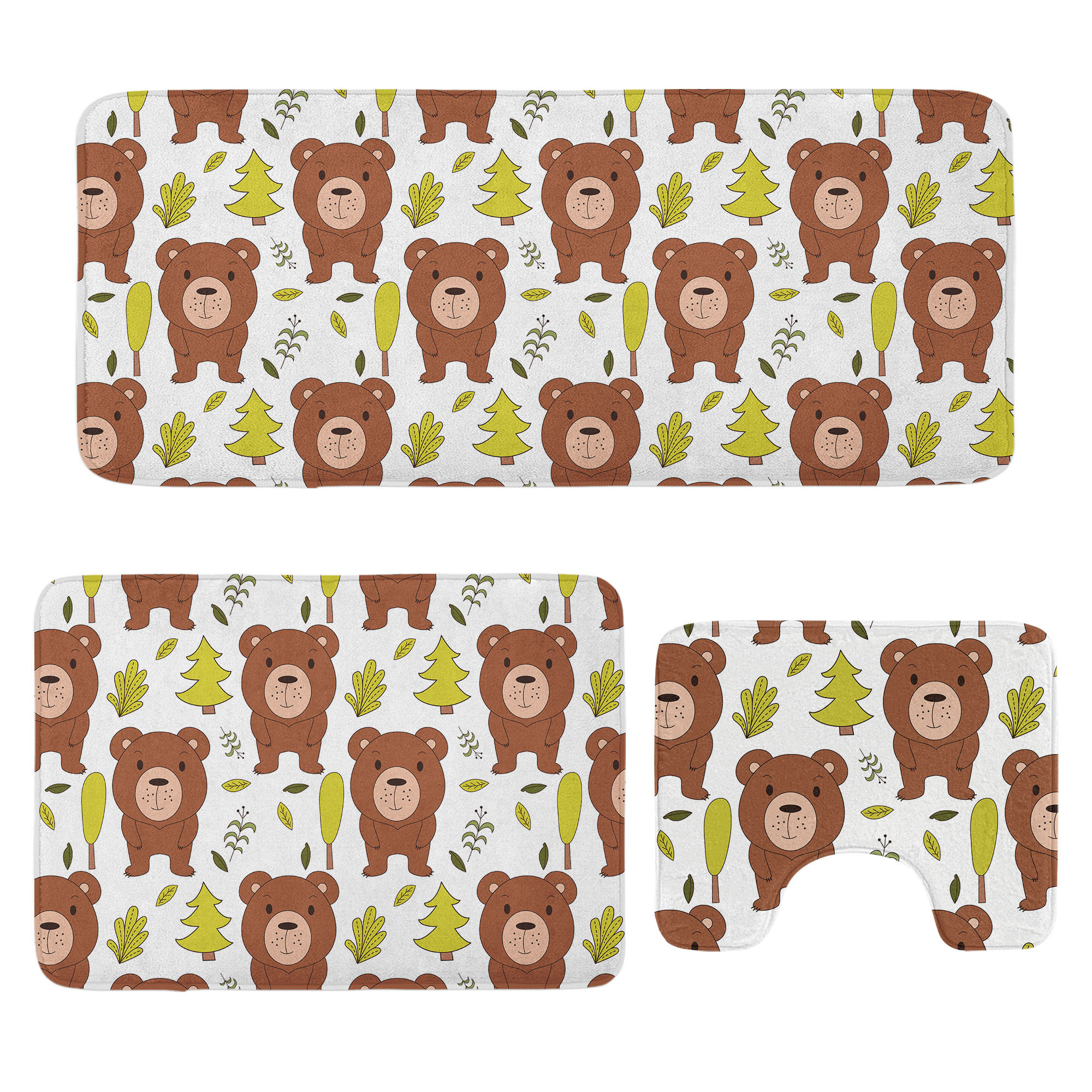 East Urban Home Forest Friends Bathroom Rug Set 3 Pieces U-Shape ...