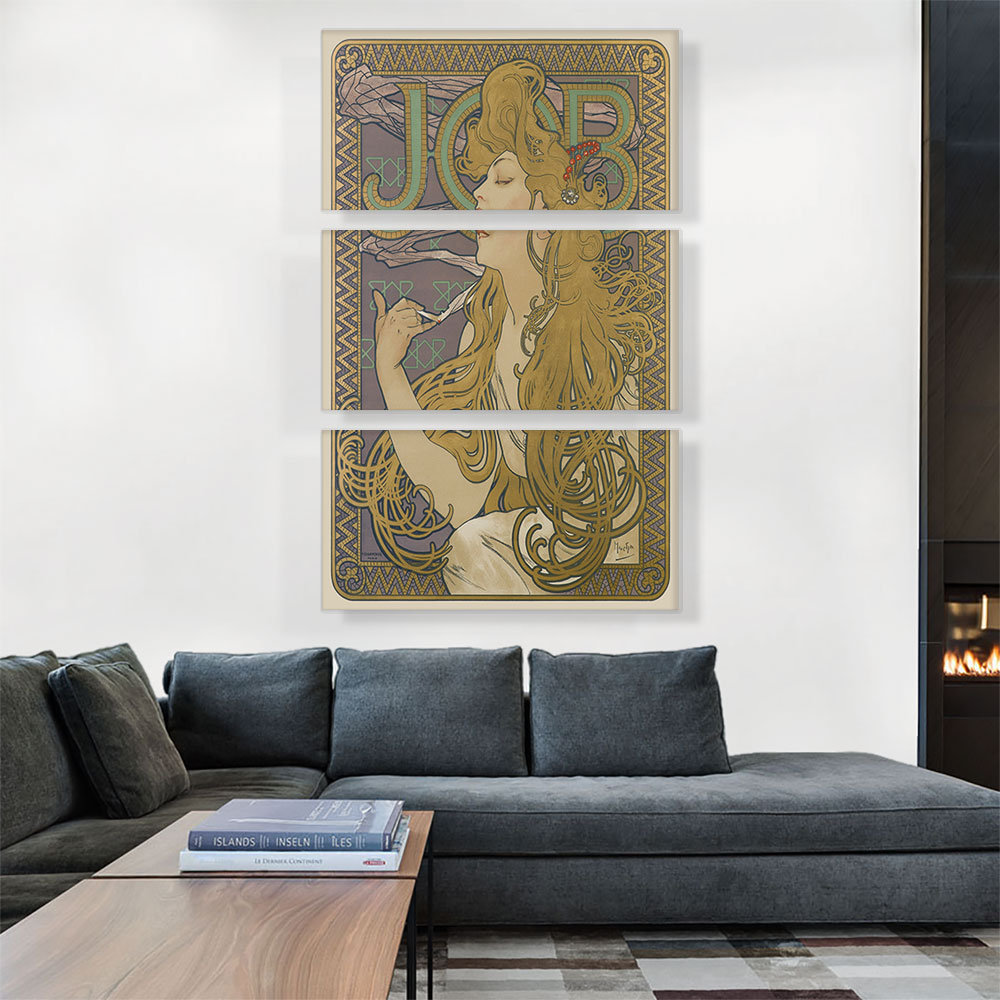 ARTCANVAS Job 1896 by Alphonse Mucha - 3 Piece Wrapped Canvas Painting ...