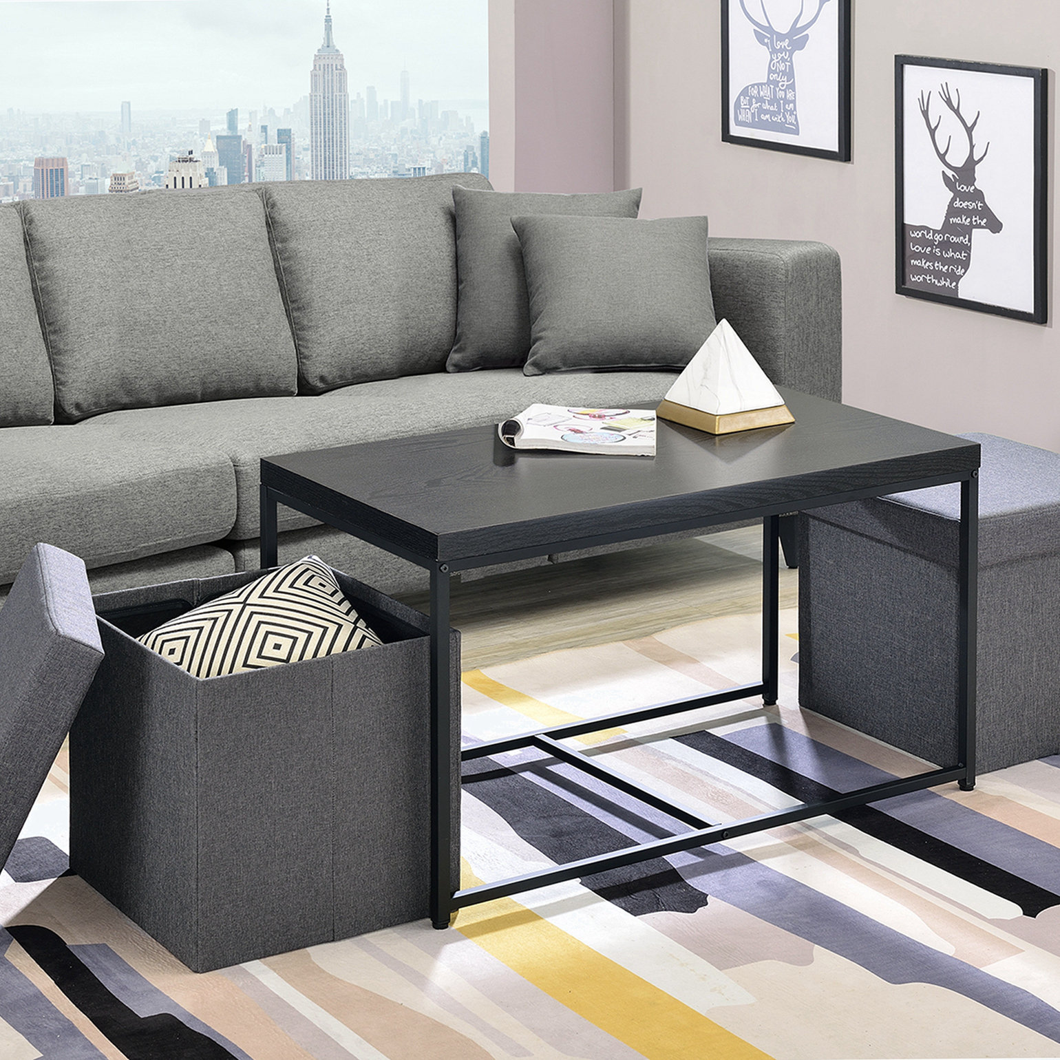 Latitude Run® Elektra Four Leg Coffee Table with Storage - Wayfair Canada