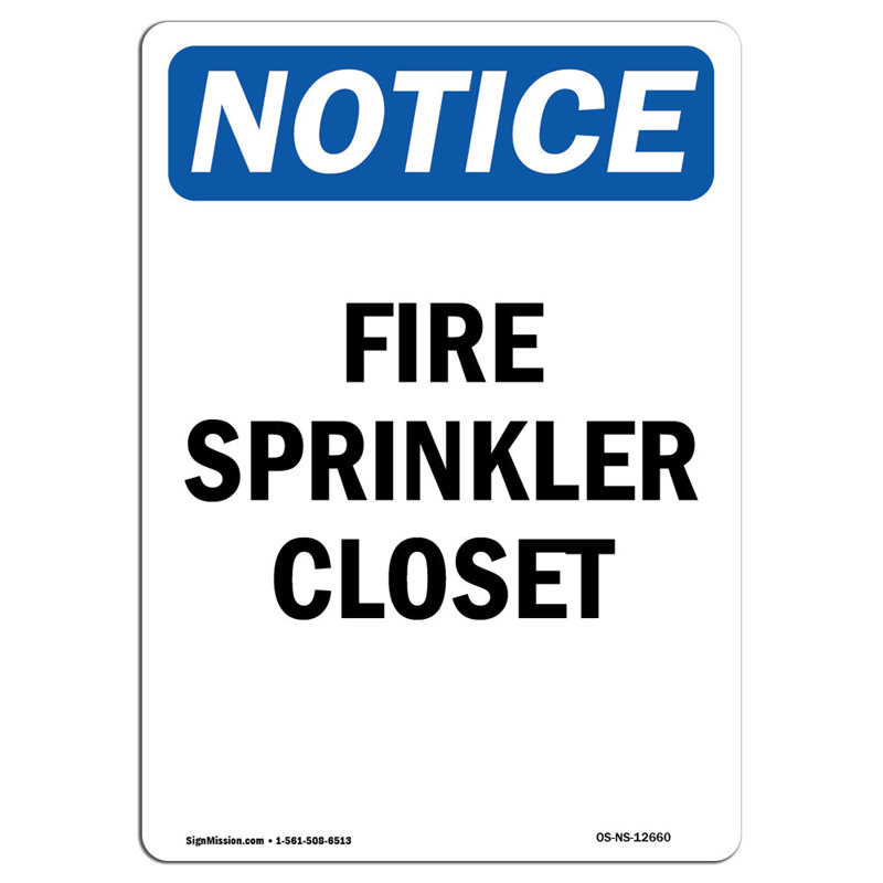 SignMission Fire Sprinkler Closet Sign | Wayfair