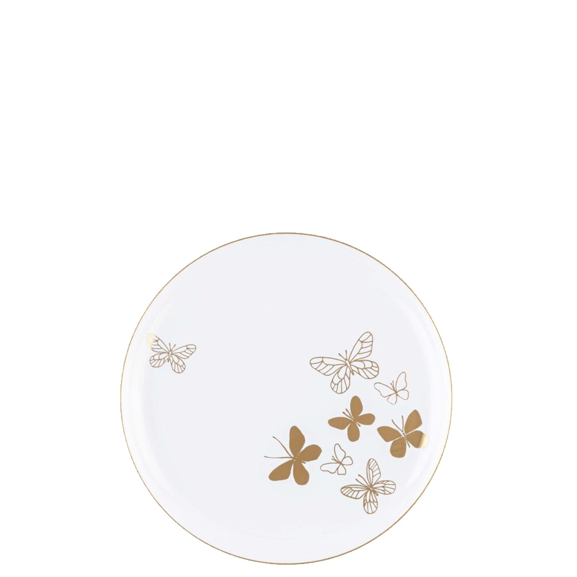 Ecoquality 6 Inch Round Round White Plastic Plates With Gold Butterfly ...