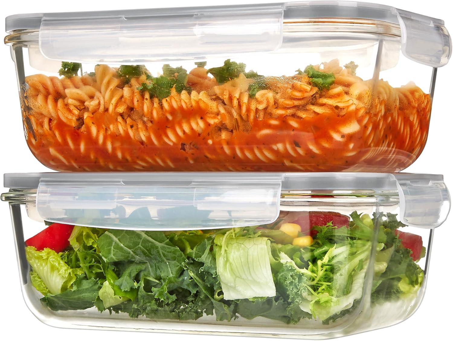 Prep & Savour 2-pack Large Glass Food Storage Containers With Snap Lids ...