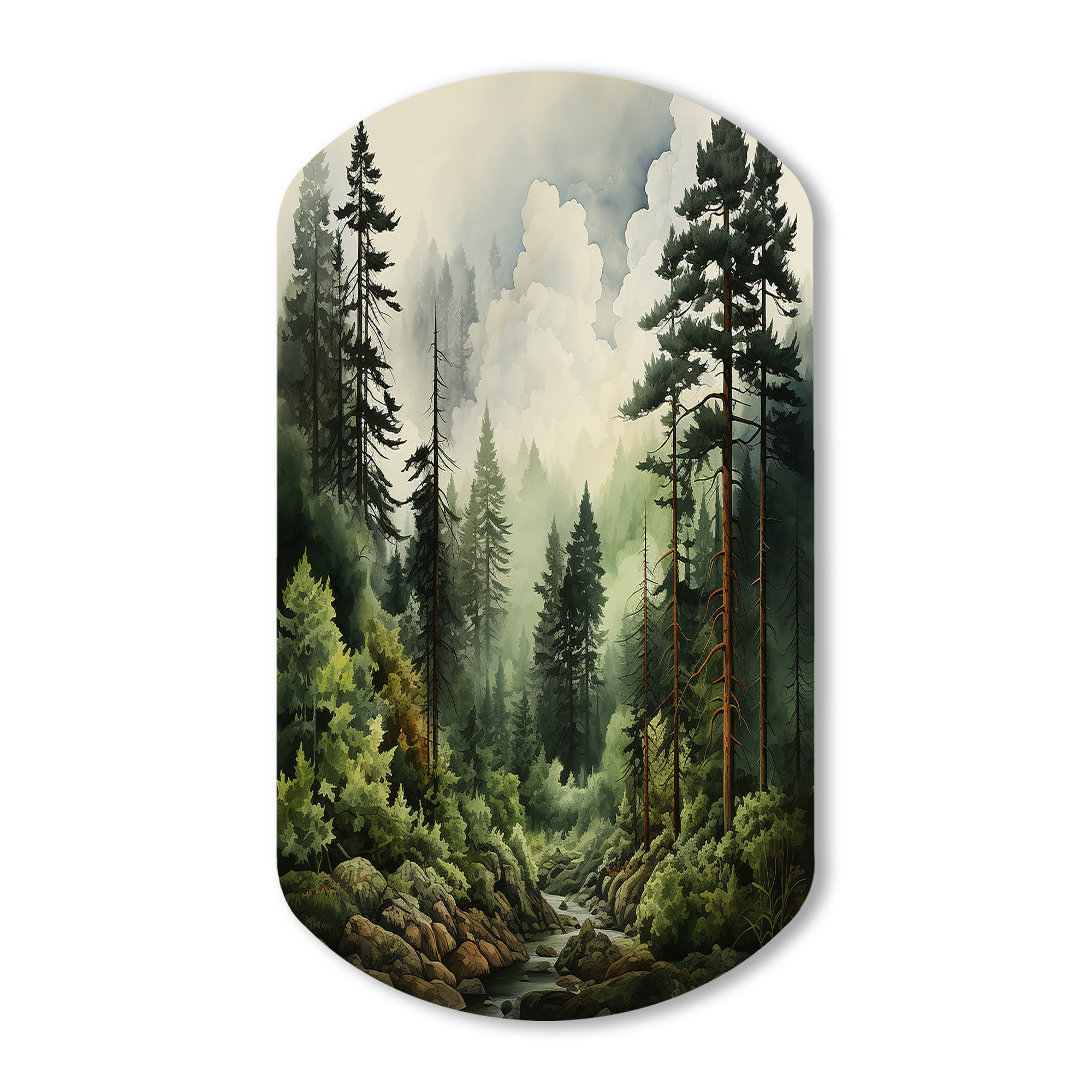 Design Art Pine Tree Forest - Tree Pine Cylinder Shape Irregular Metal ...