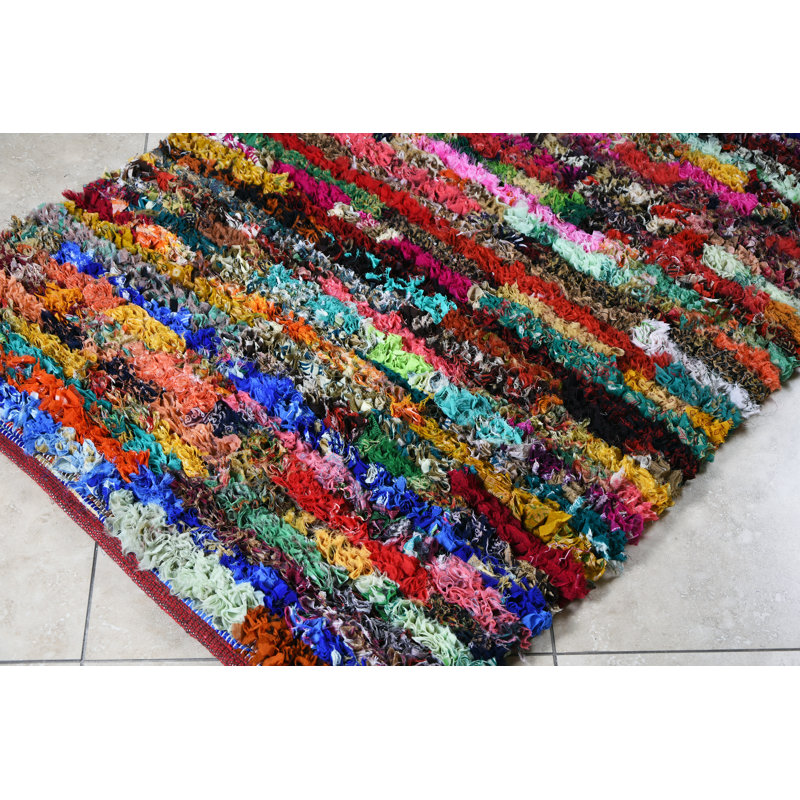 Ebern Designs Abstract Handmade Shag Multicolor Area Rug | Wayfair