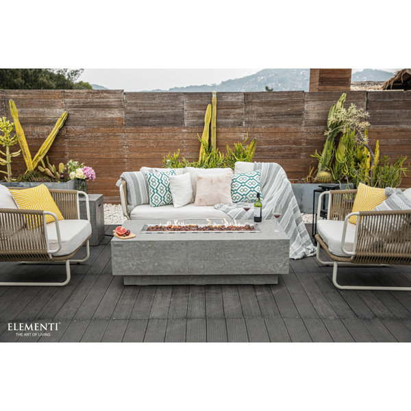 Elementi Kingsale 58" Propane Concrete Fire Pit Table Bundle Includes ...