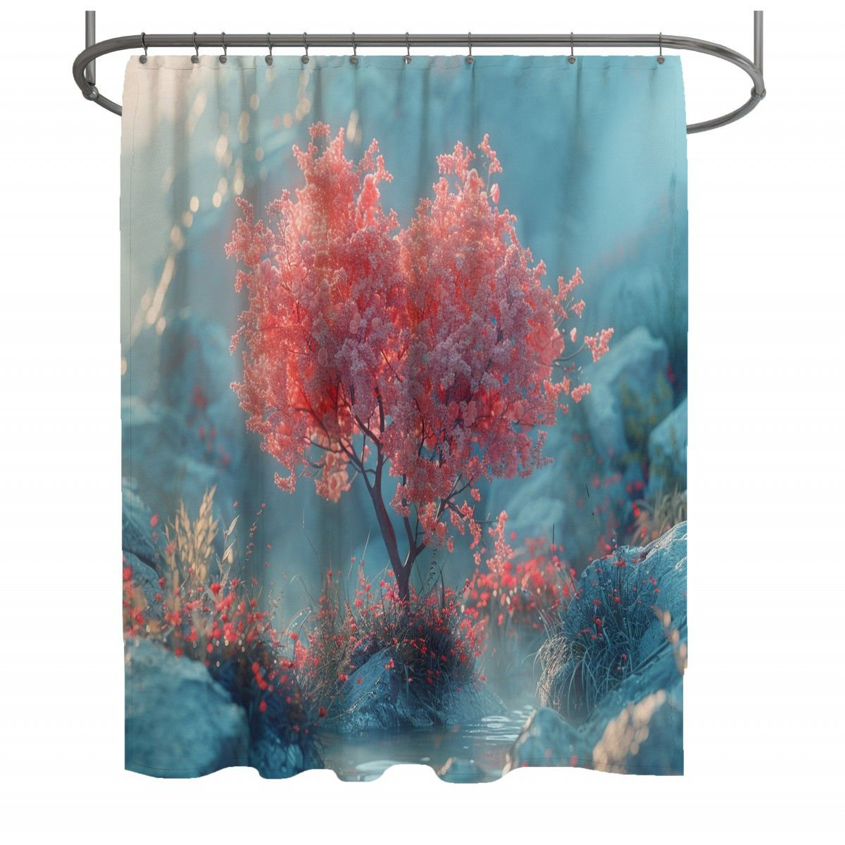 VisionDecor Sakura Shower Curtain - Nature Bathroom Decor | Wayfair