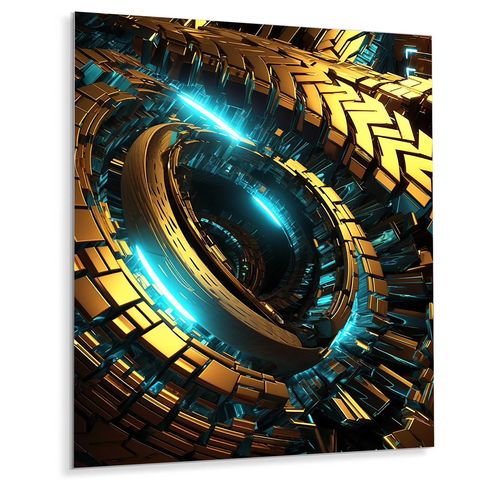 Bungalow Rose Green Gold Abyssal Vortex - Fractals Metal Wall Art ...