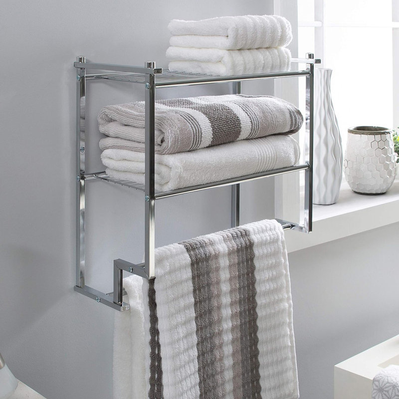 Rebrilliant 2 Tier Wall Mounting Bathroom Rack with Towel Bars | Wayfair