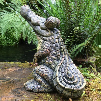 HomeStyles Whimsical Standing Gator the Alligator Garden Statue ...
