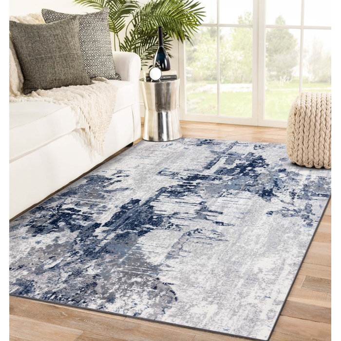 17 Stories Thorold Performance Blue Rug & Reviews | Wayfair