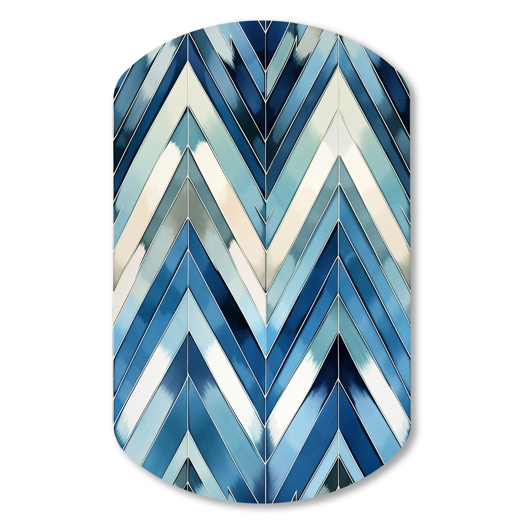 Design Art Vintage Cobalt Blue White Chevron Geometric I - Chevron ...