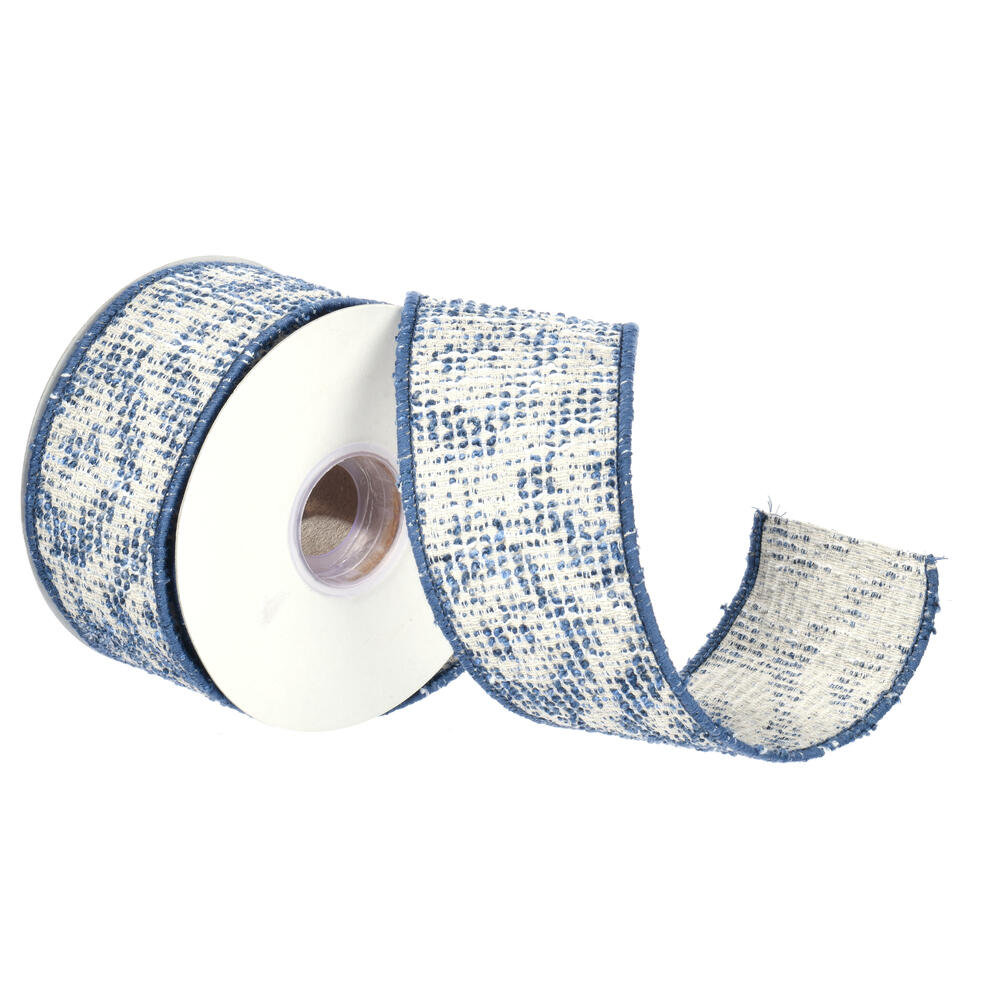 The Holiday Aisle® 2.5" Blue Jacquard Ribbon. | Wayfair
