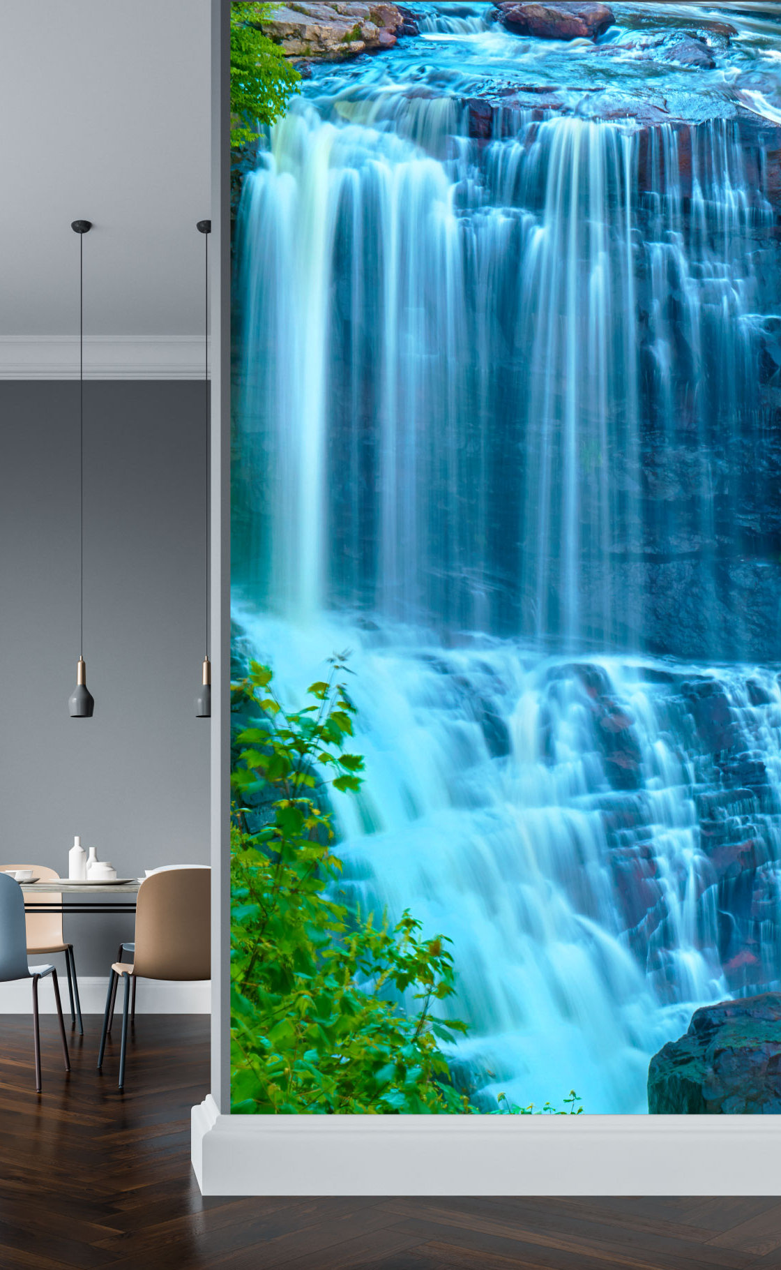 Hokku Designs Westbourne Vertical Water I 8' L x 45" W Wall Mural | Wayfair