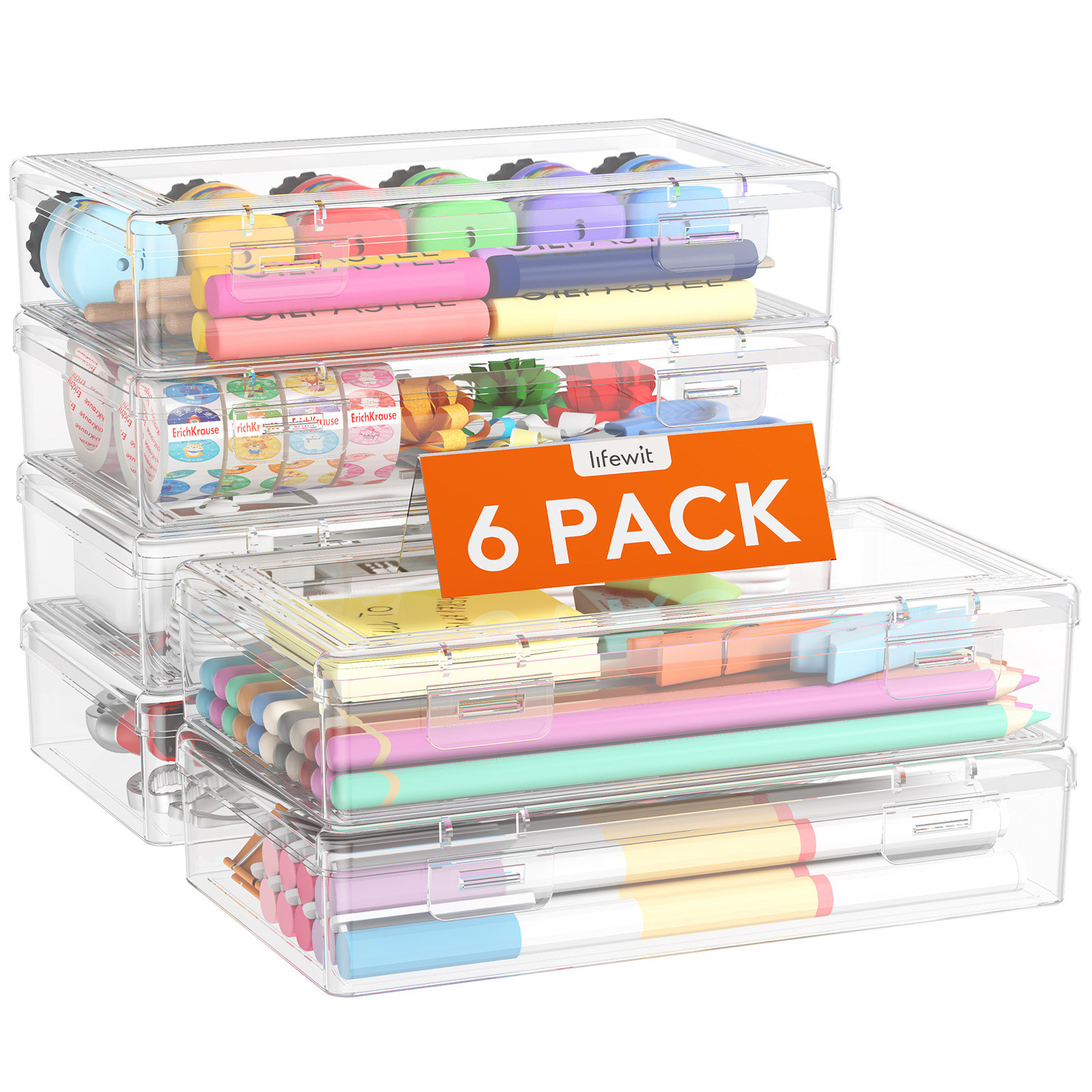 Rebrilliant Pencil Box With Snap-Tight Lid, Large Capacity Hard Pencil ...