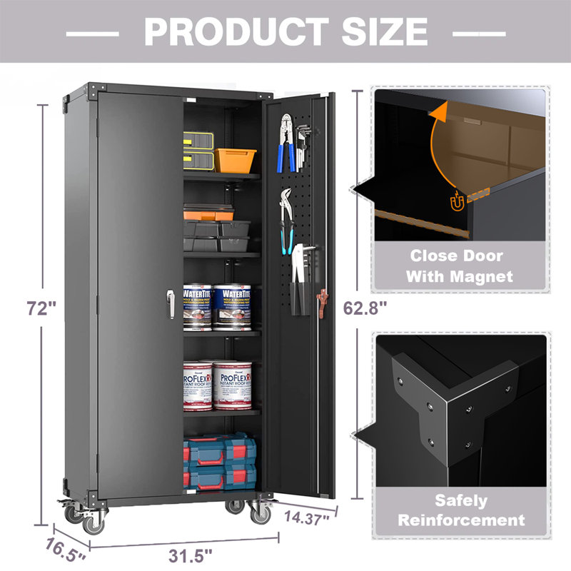 WFX Utility™ Maone 72" H x 31.5" W x 16" D Metal Garage Utility Storage ...
