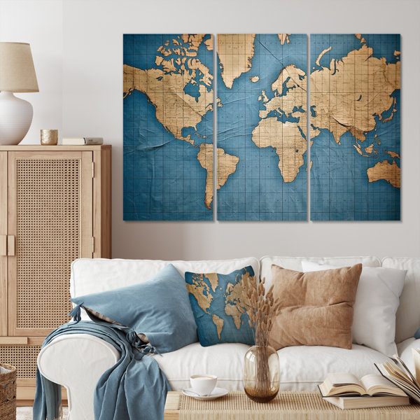Breakwater Bay Ancient Map Of The World VII On Canvas 3 Pieces Print ...