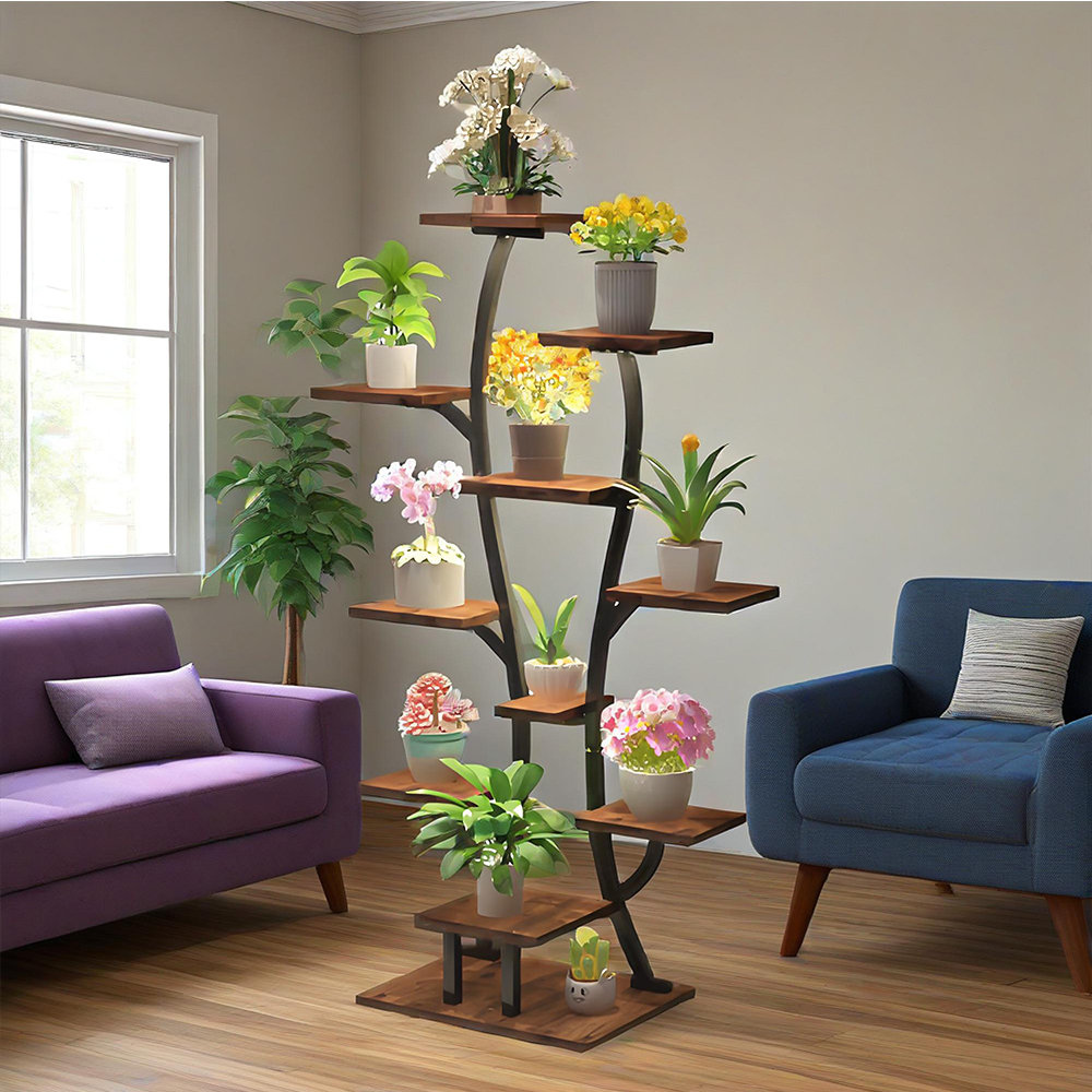 Arlmont & Co. Plant Stand Indoor with Grow Lights 64.57" Tall Plant ...