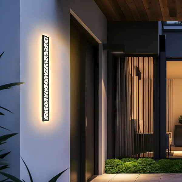 Latitude Run® Sabid Aluminum Outdoor LED Wall Lamp Rectangular Wall ...