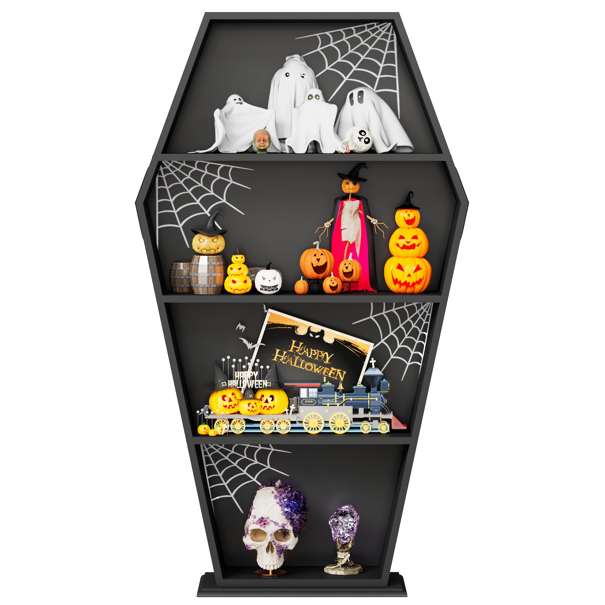 Dakota Fields Halloween Gothic Coffin Rack 48 Inches With Spider Web ...
