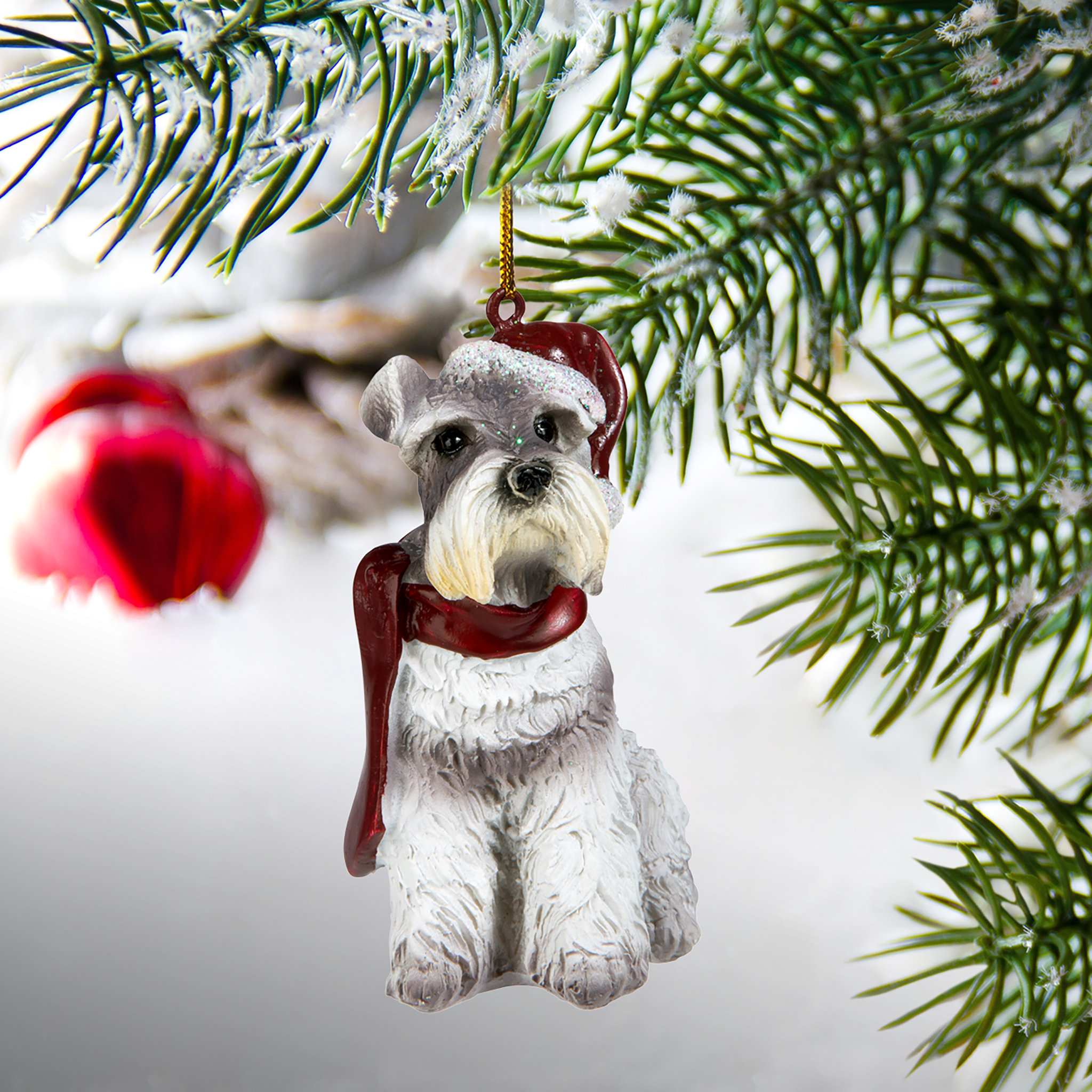 Design Toscano Miniature Schnauzer Holiday Dog Ornament Sculpture ...