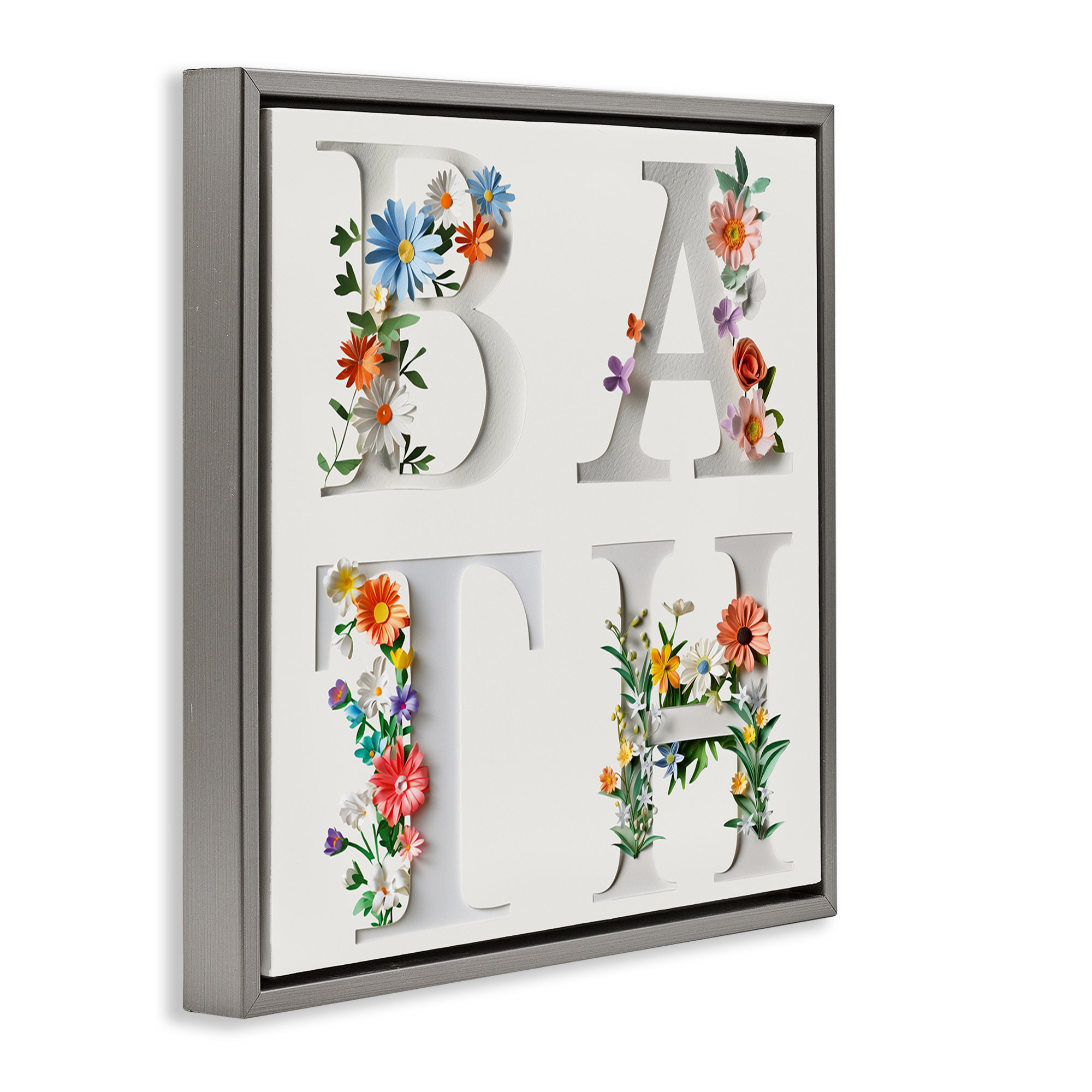 Mercer41 Floral Bath Typography Floating Frame, design by Susan Arnot | Wayfair
