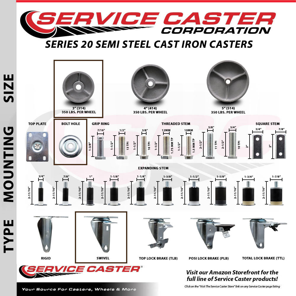 Service Caster Swivel Bolt Hole Casters | Wayfair