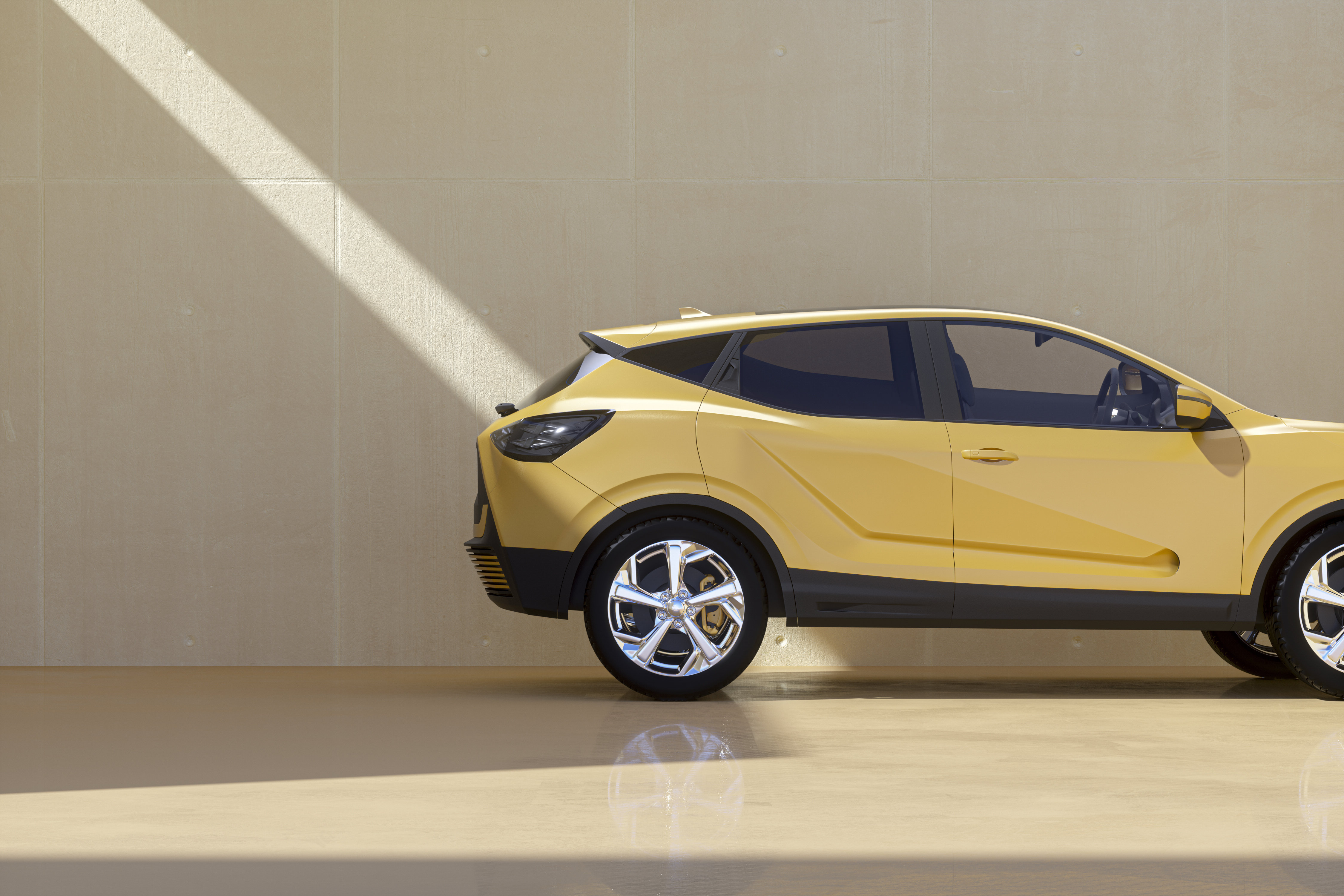 Ebern Designs Generic Modern Car Against Concrete Wall by Gremlin | Wayfair