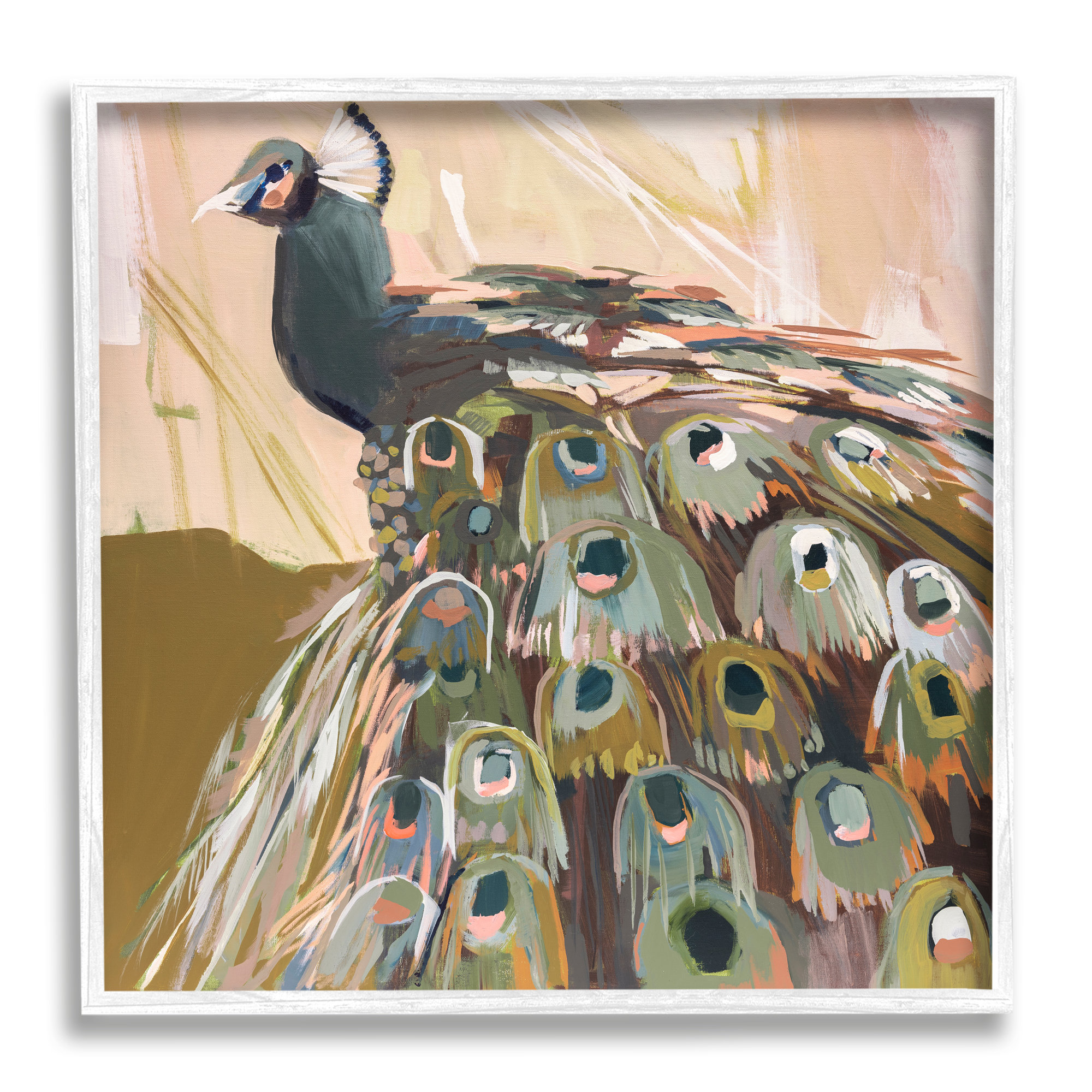 Stupell Industries Abstract Peacock Portrait Framed Giclee Art by Jenny ...