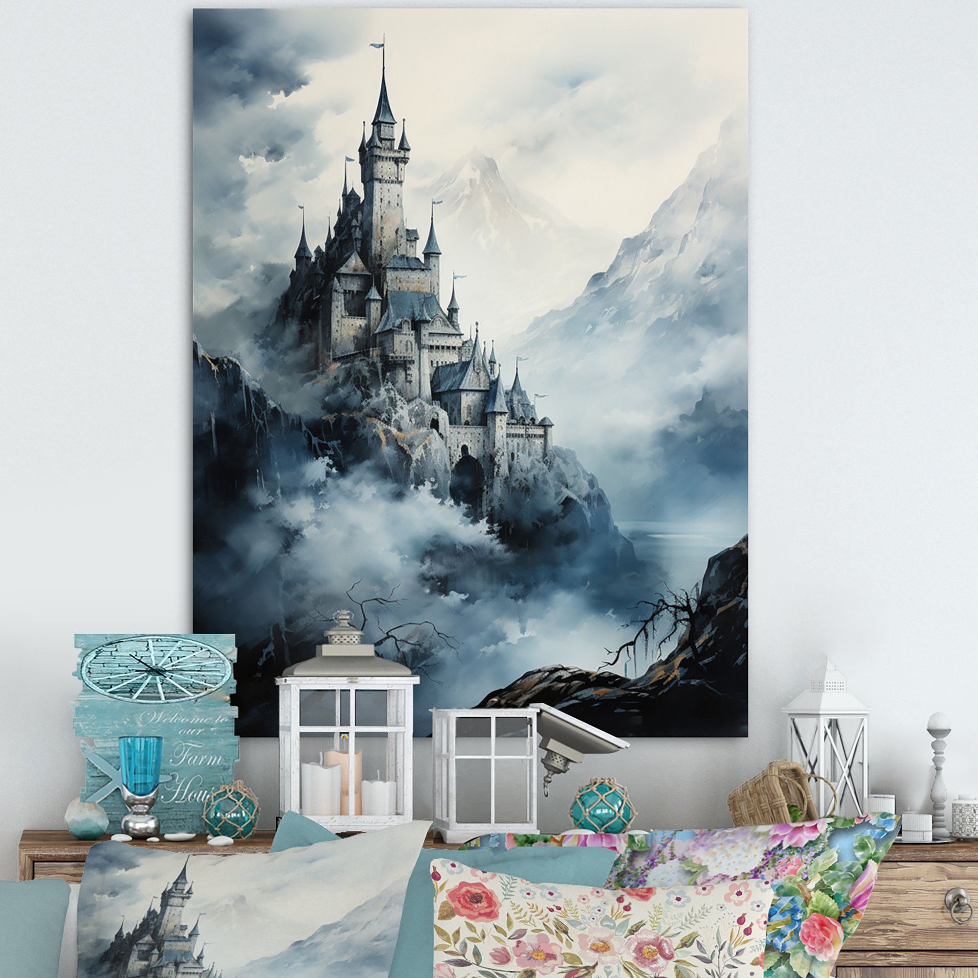 Red Barrel Studio® Latorrance Castles Misty Mountain Fortress II Framed ...