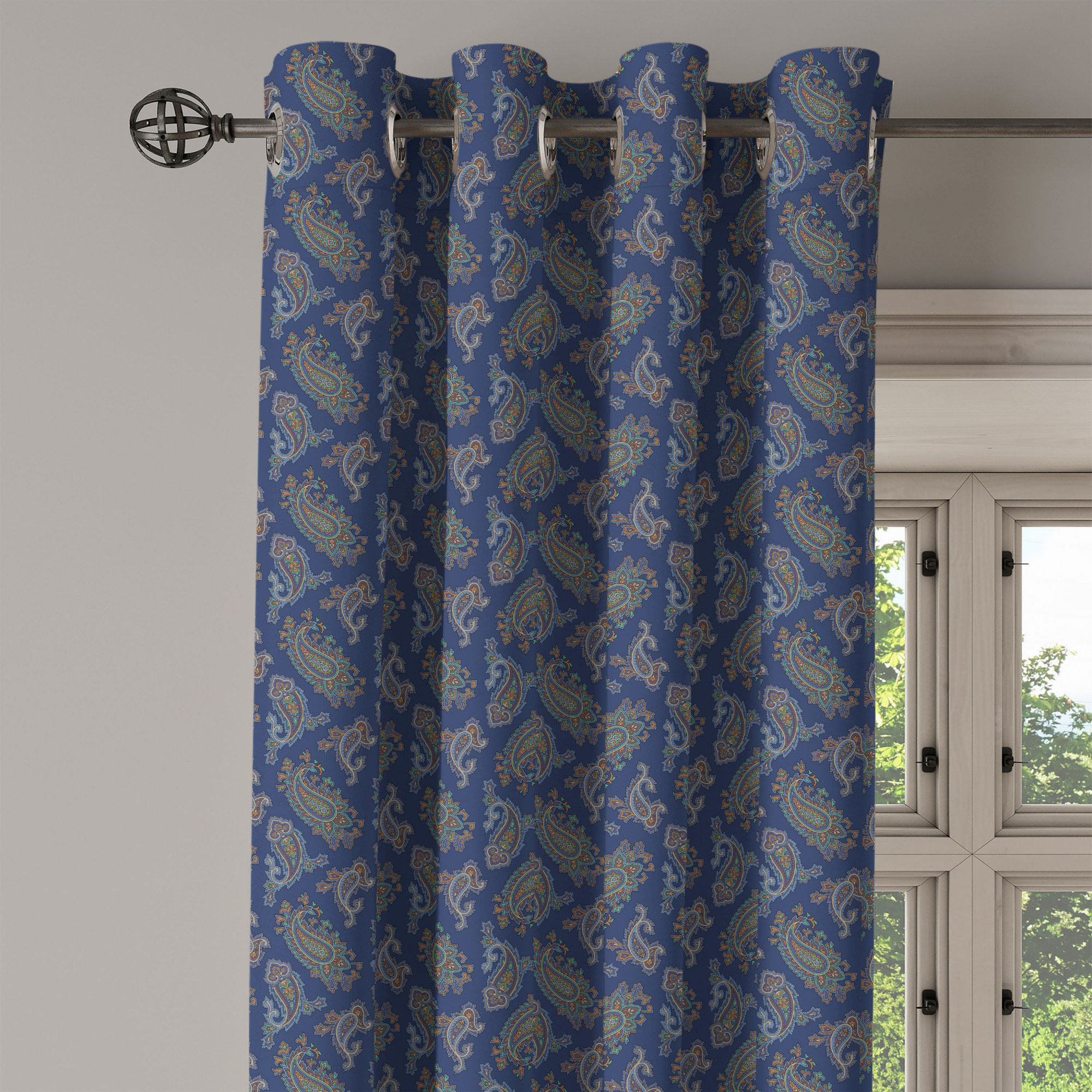 East Urban Home Ambesonne Floral Grommet Curtain, Persian Droplet ...