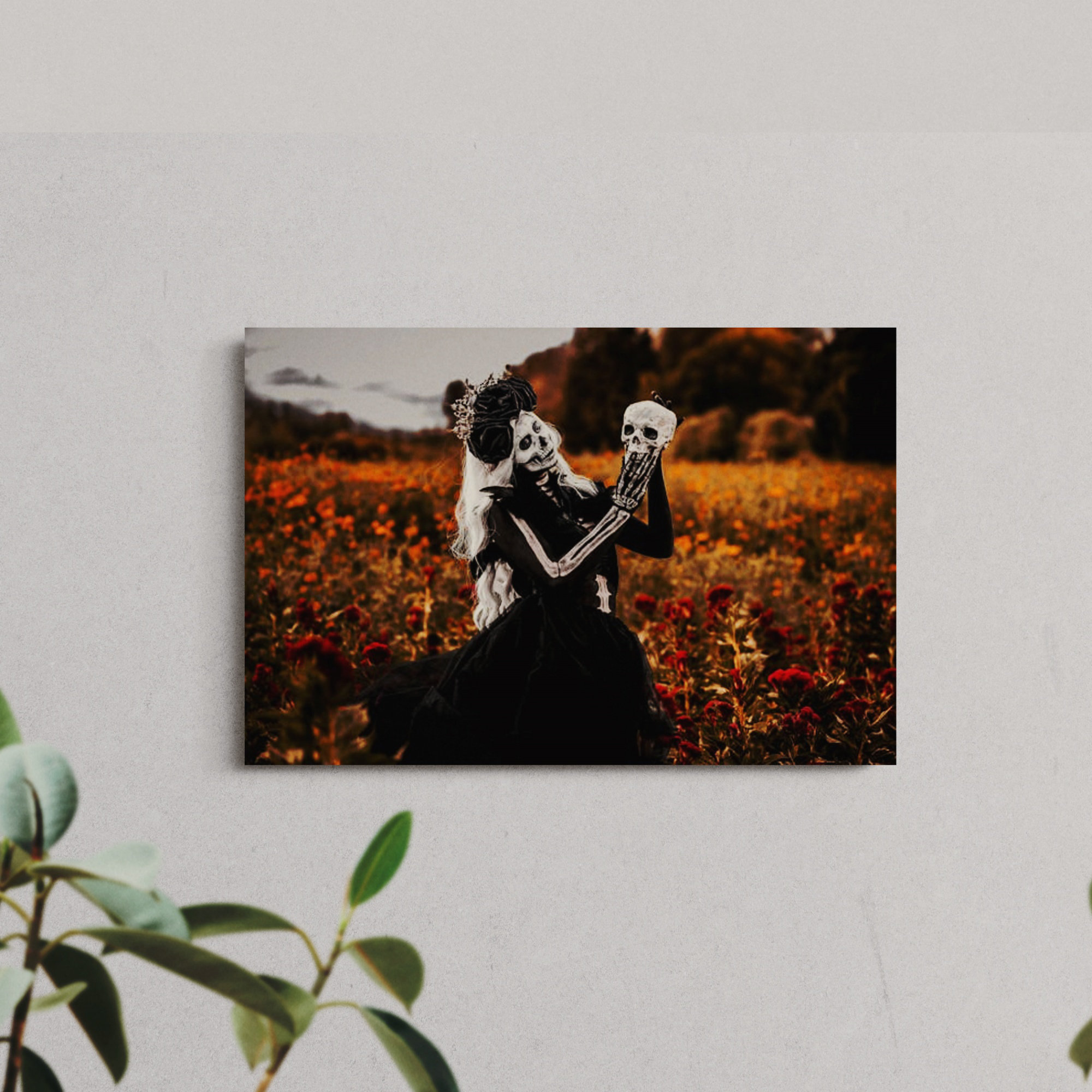 Trinx Festive Outdoor Portrait with Skull Prop | Wayfair