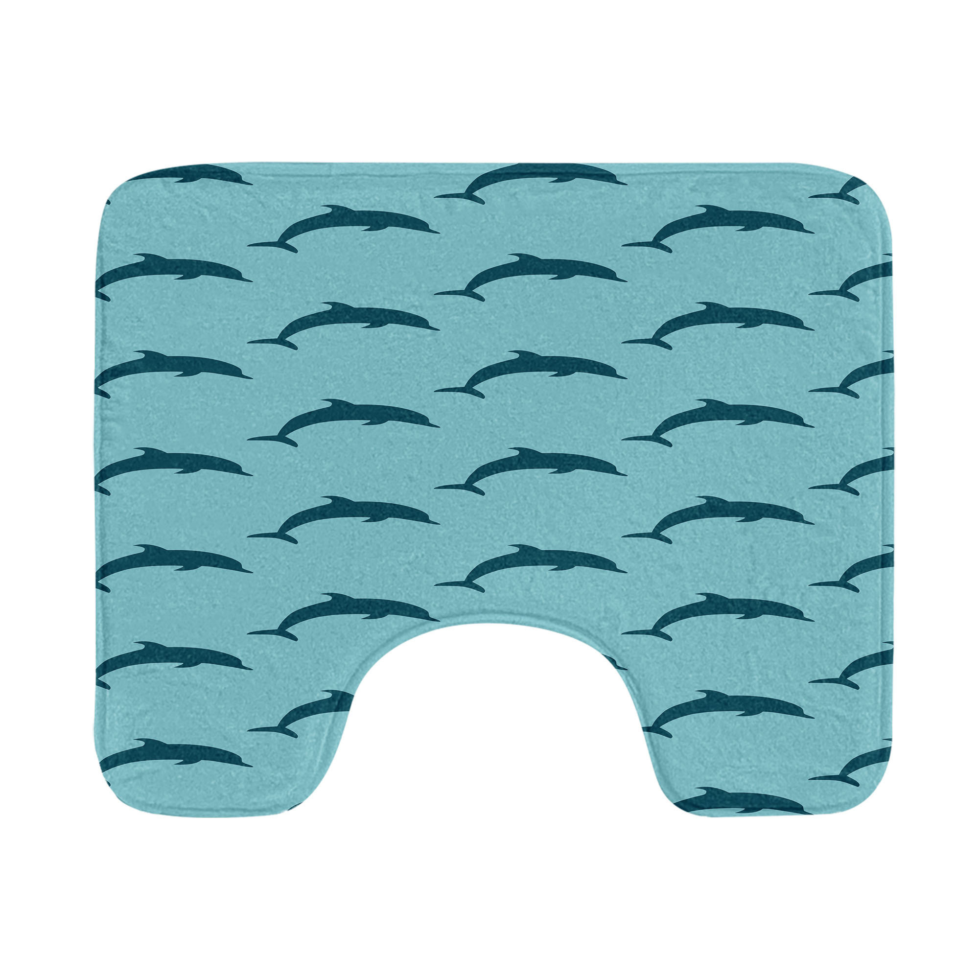 East Urban Home Dolphin Toilet Mat U-Shape Bathroom Rug 20" Pale Blue ...