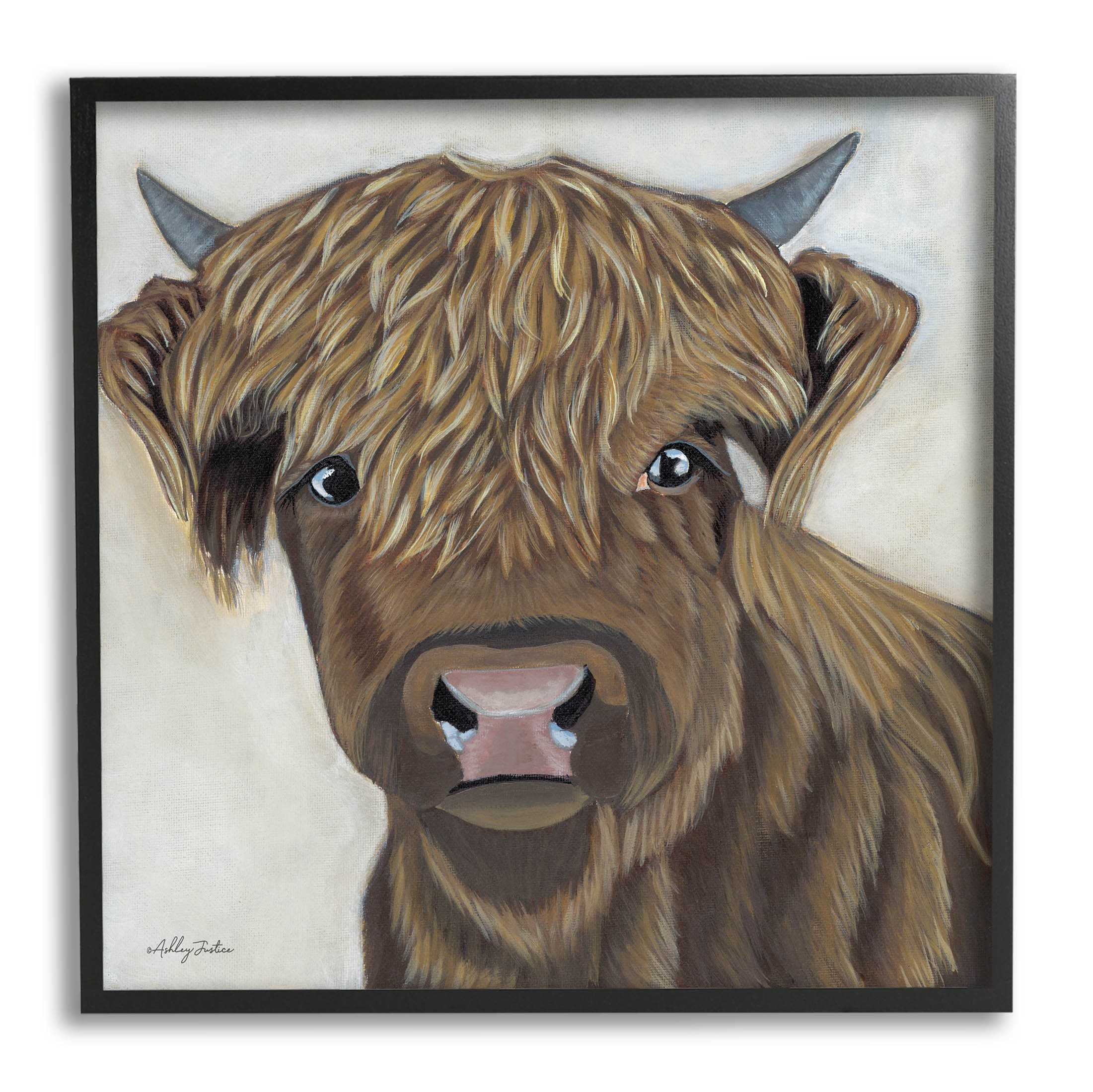 Stupell Industries Brown Cattle Farm Animal Portrait Framed Giclee ...
