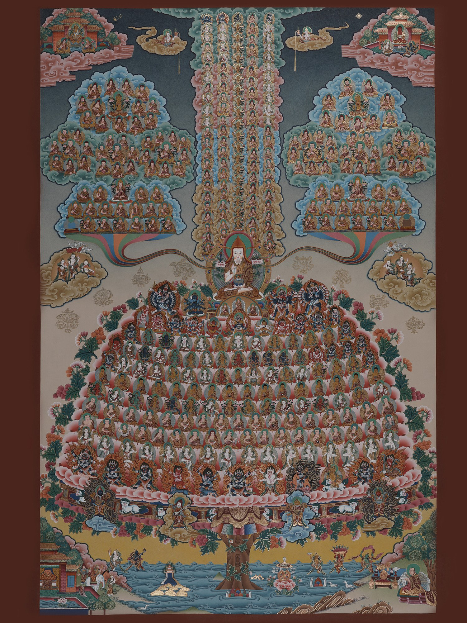 Exotic India Tibetan Buddhist Guru Puja Merit Tree | Pure 24 Carat Gold ...