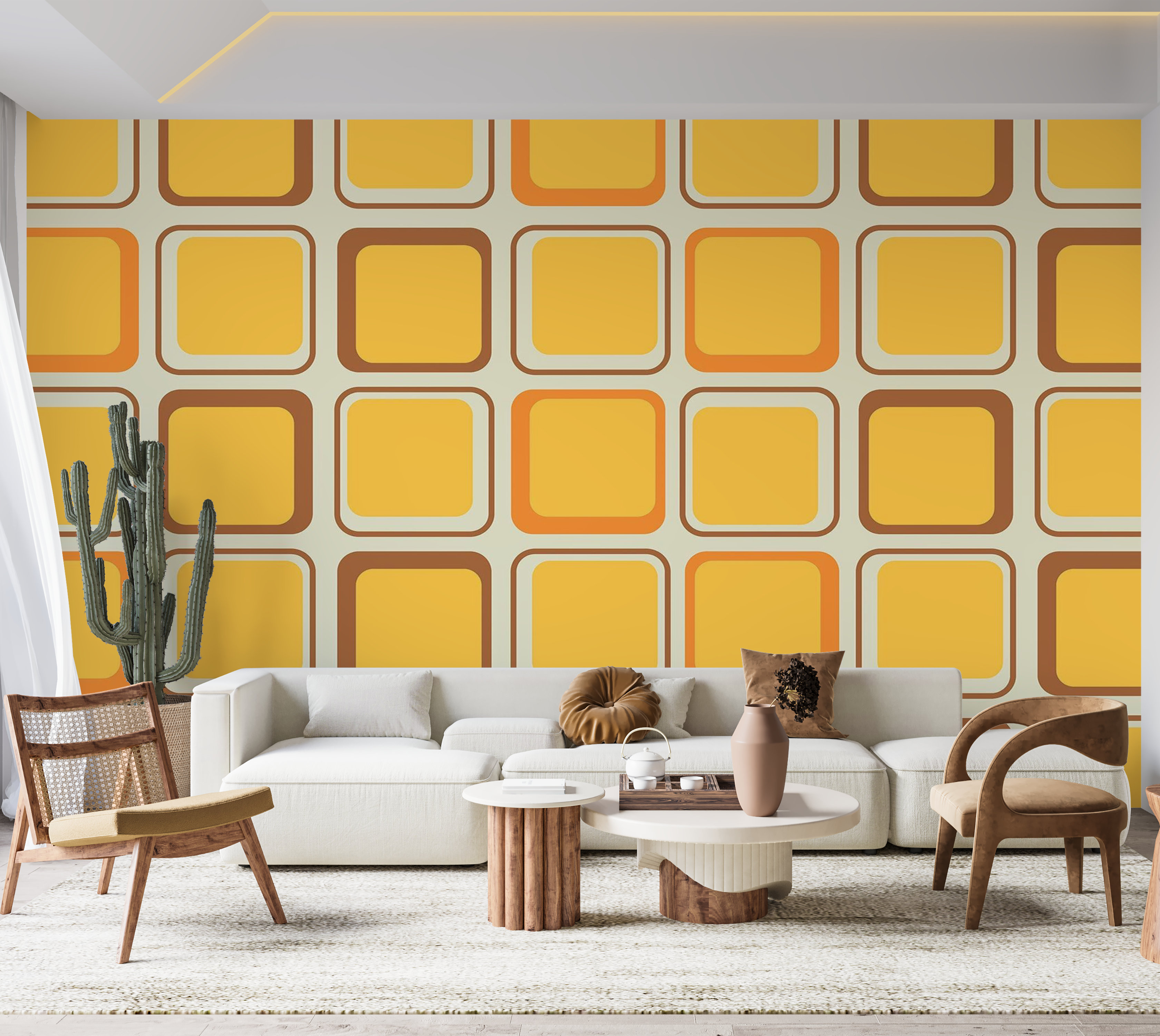 Corrigan Studio® Premium Peel & Stick Wall Mural - Retro Squares ...