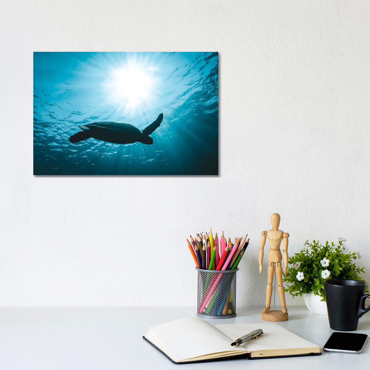 East Urban Home Turtle With Sun Rays by James Vodicka - Print | Wayfair